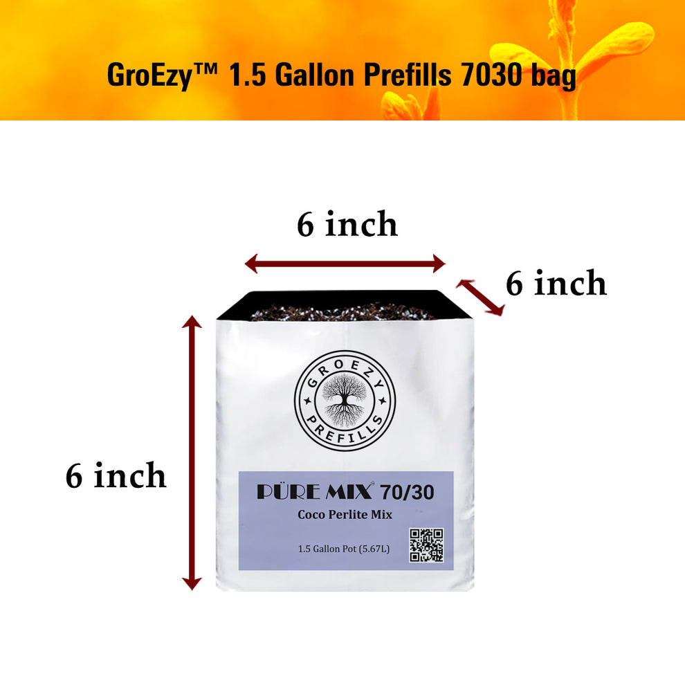 GroEzy™ 1.5 Gallon Prefilled 70/30 Coco Perlite Grow Bag – The Coco Depot